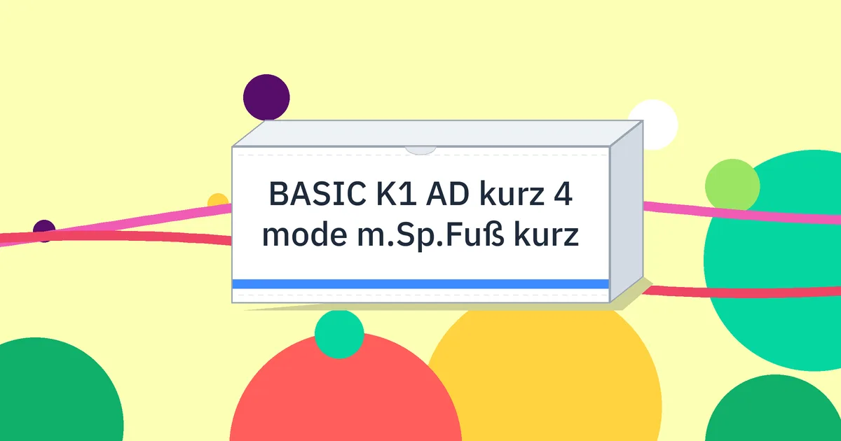 Symbolbild: Packung mit der Aufschrift BASIC K1 AD kurz 4 mode m.Sp.Fuß kurz (PZN 20258491) – Verfügbarkeit und Bezug in Apotheken in Frankfurt am Main