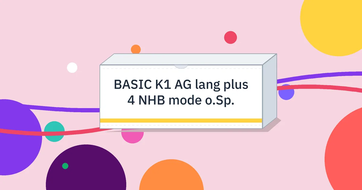 Symbolbild: Packung mit der Aufschrift BASIC K1 AG lang plus 4 NHB mode o.Sp. (PZN 20261116) – Verfügbarkeit und Bezug in Apotheken in Frankfurt am Main