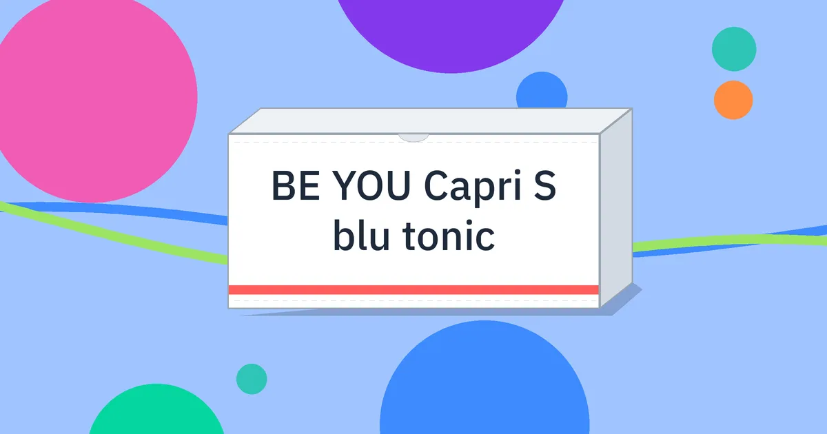 Symbolbild: Packung mit der Aufschrift BE YOU Capri S blu tonic (PZN 19722003) – Verfügbarkeit und Bezug in Apotheken in Frankfurt am Main