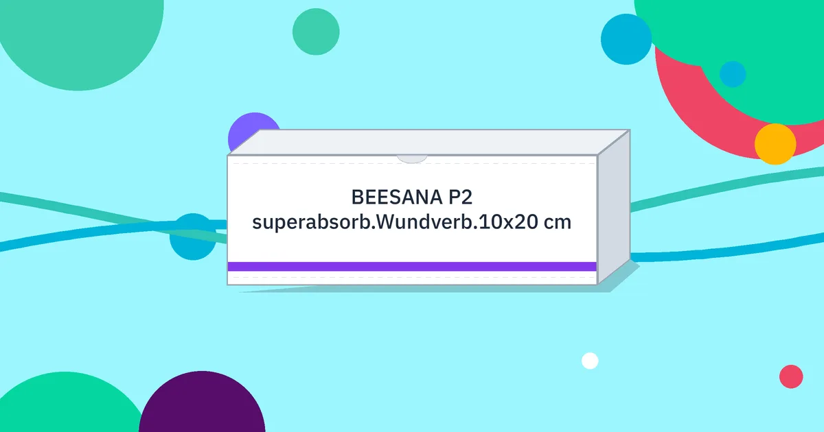 Symbolbild: Packung mit der Aufschrift BEESANA P2 superabsorb.Wundverb.10x20 cm (PZN 10941258) – Verfügbarkeit und Bezug in Apotheken in Frankfurt am Main