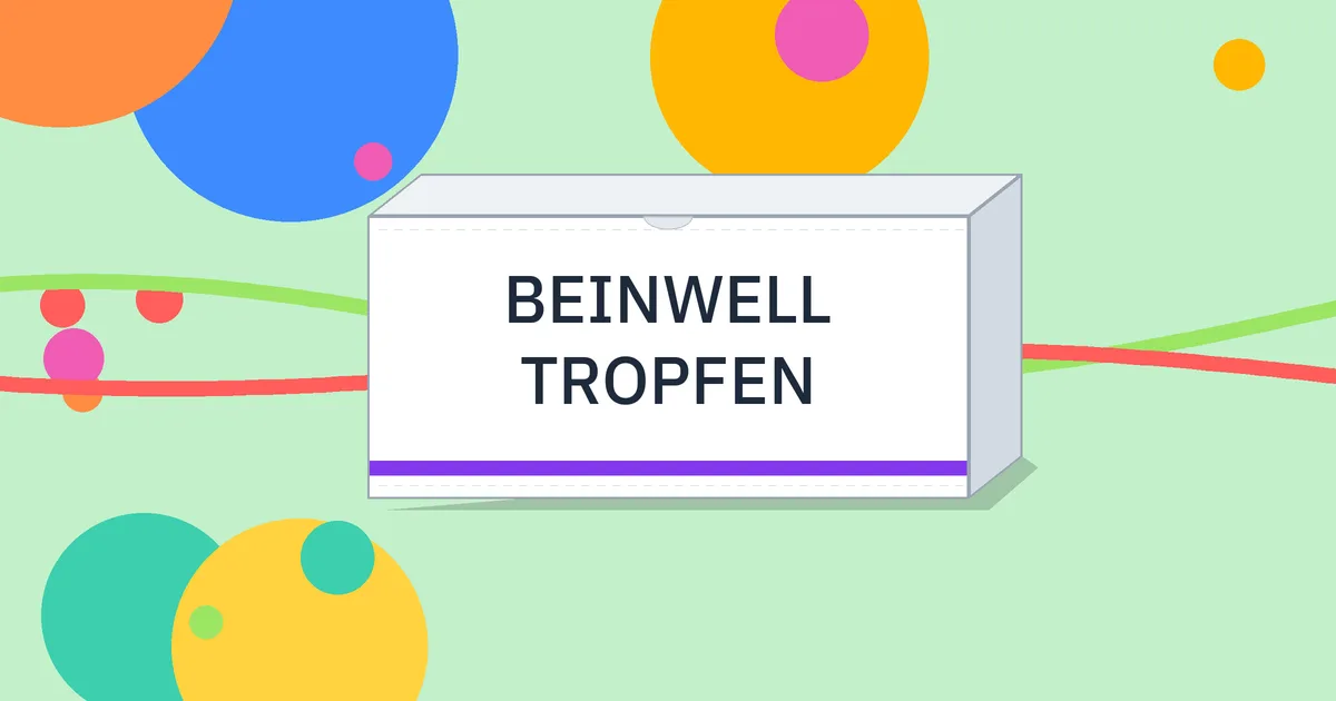 Symbolbild: Packung mit der Aufschrift BEINWELL TROPFEN (PZN 11053287) – Verfügbarkeit und Bezug in Apotheken in Frankfurt am Main