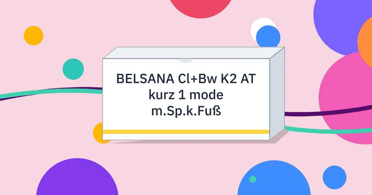 Symbolbild: Packung mit der Aufschrift BELSANA Cl+Bw K2 AT kurz 1 mode m.Sp.k.Fuß (PZN 12249093) – Verfügbarkeit und Bezug in Apotheken in Frankfurt am Main