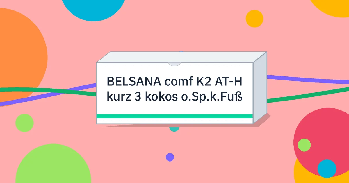 Symbolbild: Packung mit der Aufschrift BELSANA comf K2 AT-H kurz 3 kokos o.Sp.k.Fuß (PZN 12329461) – Verfügbarkeit und Bezug in Apotheken in Frankfurt am Main