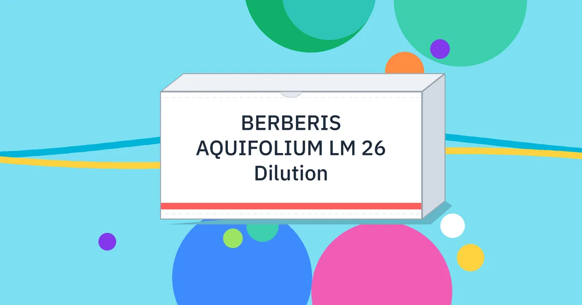 Symbolbild: Packung mit der Aufschrift BERBERIS AQUIFOLIUM LM 26 Dilution (PZN 13383528) – Verfügbarkeit und Bezug in Apotheken in Frankfurt am Main