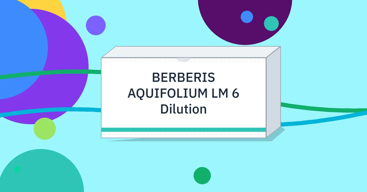 Symbolbild: Packung mit der Aufschrift BERBERIS AQUIFOLIUM LM 6 Dilution (PZN 13382983) – Verfügbarkeit und Bezug in Apotheken in Frankfurt am Main