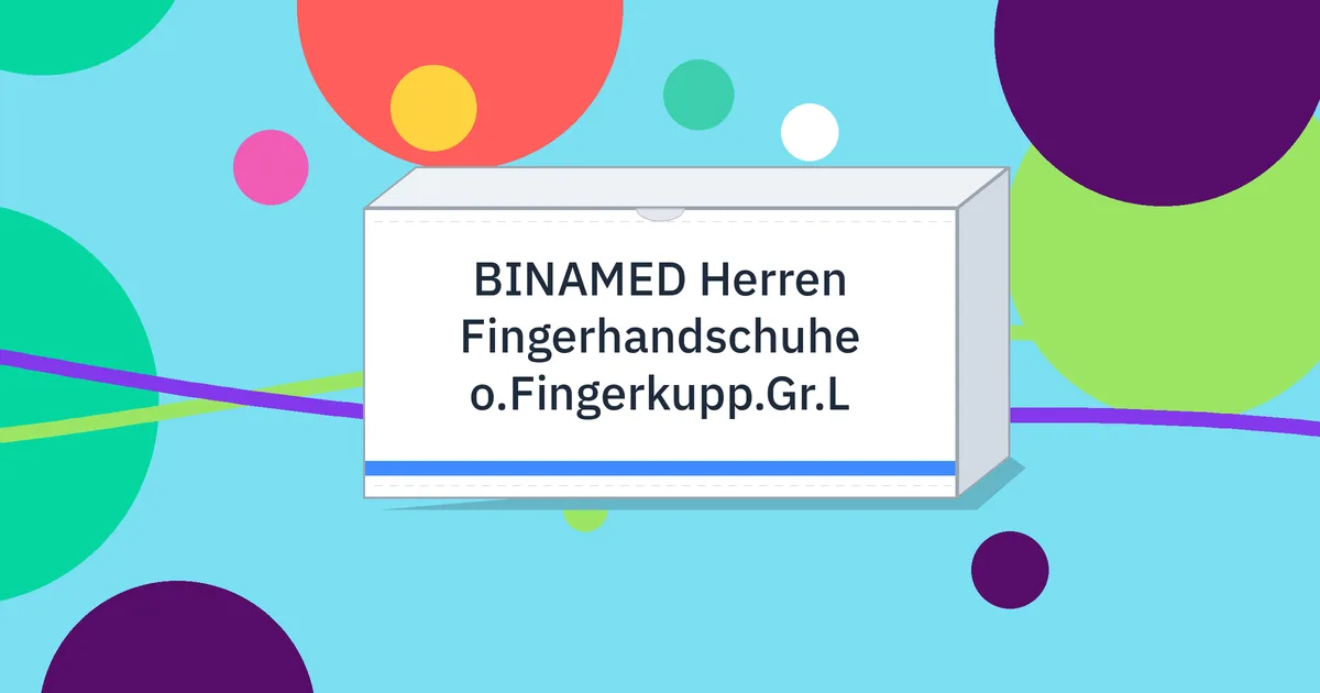 Symbolbild: Packung mit der Aufschrift BINAMED Herren Fingerhandschuhe o.Fingerkupp.Gr.L (PZN 05379010) – Verfügbarkeit und Bezug in Apotheken in Frankfurt am Main