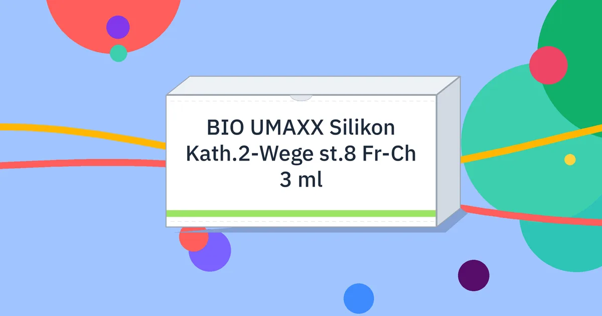 Symbolbild: Packung mit der Aufschrift BIO UMAXX Silikon Kath.2-Wege st.8 Fr-Ch 3 ml (PZN 09379828) – Verfügbarkeit und Bezug in Apotheken in Frankfurt am Main