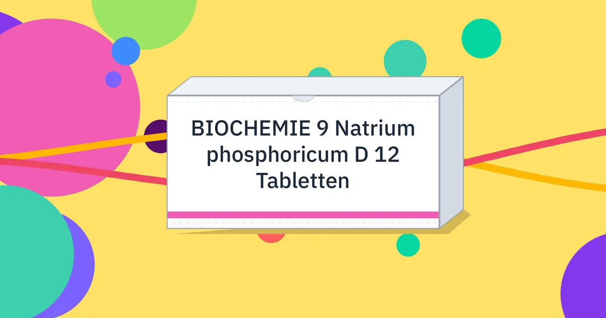 Symbolbild: Packung mit der Aufschrift BIOCHEMIE 9 Natrium phosphoricum D 12 Tabletten (PZN 05956074) – Verfügbarkeit und Bezug in Apotheken in Frankfurt am Main