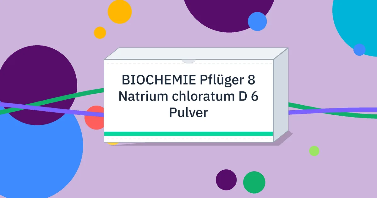 Symbolbild: Packung mit der Aufschrift BIOCHEMIE Pflüger 8 Natrium chloratum D 6 Pulver (PZN 06323419) – Verfügbarkeit und Bezug in Apotheken in Frankfurt am Main