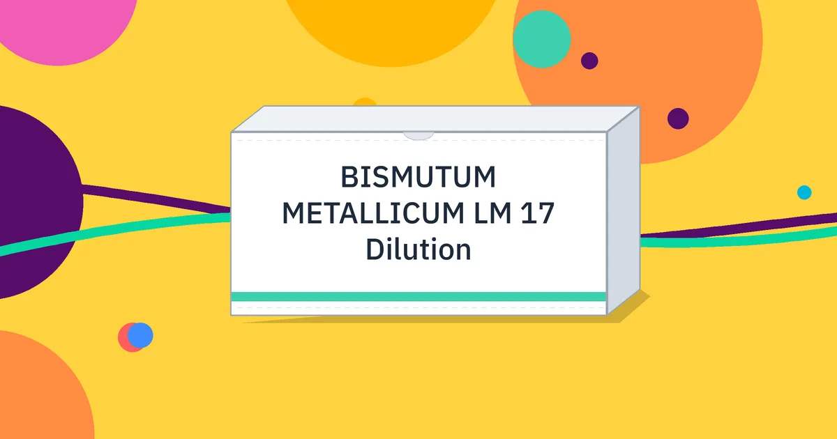 Symbolbild: Packung mit der Aufschrift BISMUTUM METALLICUM LM 17 Dilution (PZN 12794790) – Verfügbarkeit und Bezug in Apotheken in Frankfurt am Main