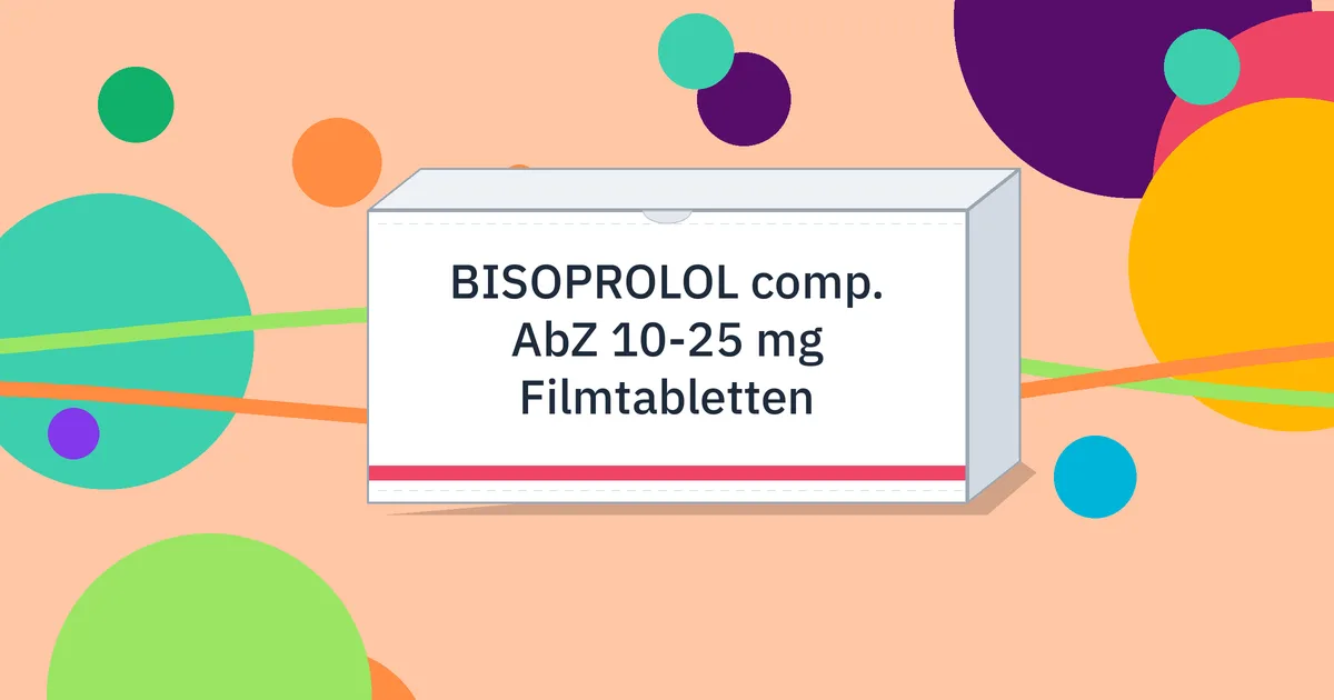 Symbolbild: Packung mit der Aufschrift BISOPROLOL comp. AbZ 10-25 mg Filmtabletten (PZN 01015038) – Verfügbarkeit und Bezug in Apotheken in Frankfurt am Main