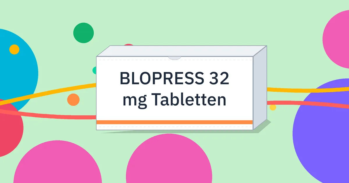 Symbolbild: Packung mit der Aufschrift BLOPRESS 32 mg Tabletten (PZN 11046146) – Verfügbarkeit und Bezug in Apotheken in Frankfurt am Main