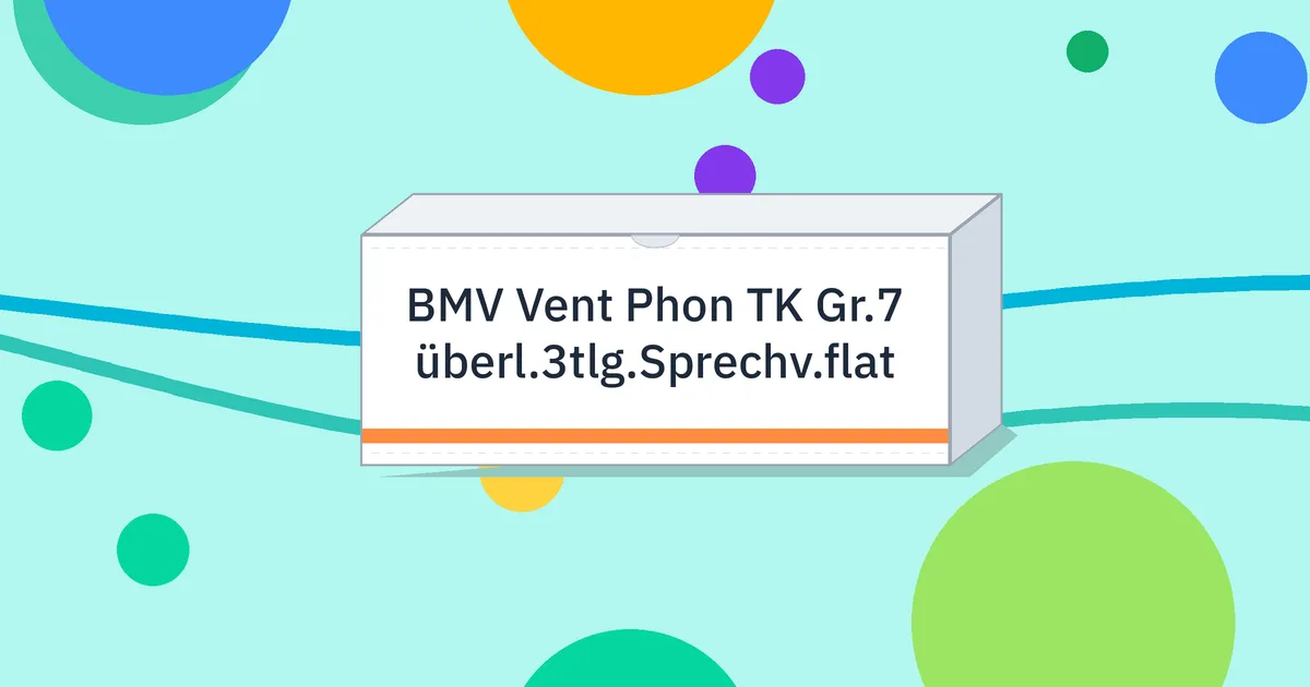 Symbolbild: Packung mit der Aufschrift BMV Vent Phon TK Gr.7 überl.3tlg.Sprechv.flat (PZN 18385644) – Verfügbarkeit und Bezug in Apotheken in Frankfurt am Main