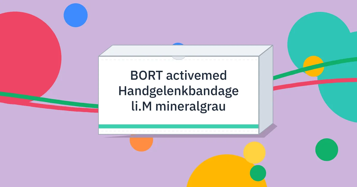 Symbolbild: Packung mit der Aufschrift BORT activemed Handgelenkbandage li.M mineralgrau (PZN 15256202) – Verfügbarkeit und Bezug in Apotheken in Frankfurt am Main