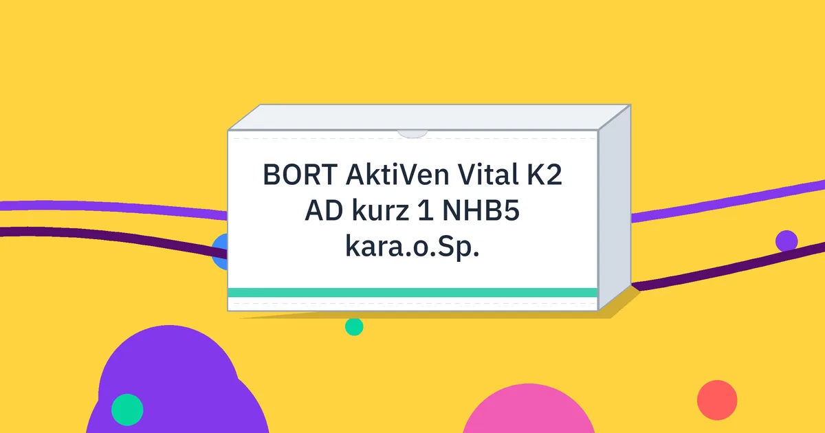Symbolbild: Packung mit der Aufschrift BORT AktiVen Vital K2 AD kurz 1 NHB5 kara.o.Sp. (PZN 17492817) – Verfügbarkeit und Bezug in Apotheken in Frankfurt am Main