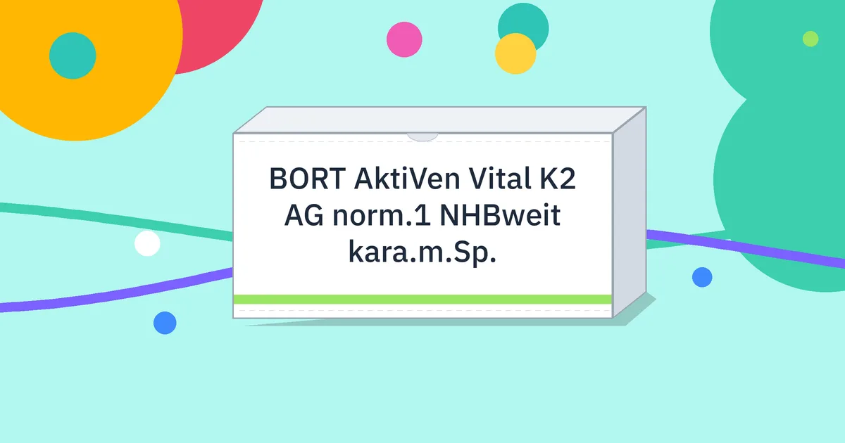 Symbolbild: Packung mit der Aufschrift BORT AktiVen Vital K2 AG norm.1 NHBweit kara.m.Sp. (PZN 12384454) – Verfügbarkeit und Bezug in Apotheken in Frankfurt am Main