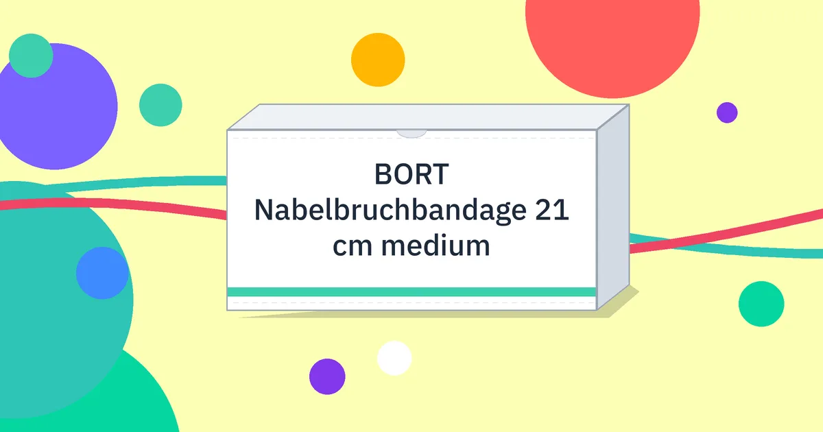 Symbolbild: Packung mit der Aufschrift BORT Nabelbruchbandage 21 cm medium (PZN 20105592) – Verfügbarkeit und Bezug in Apotheken in Frankfurt am Main