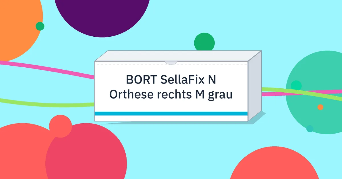 Symbolbild: Packung mit der Aufschrift BORT SellaFix N Orthese rechts M grau (PZN 19644415) – Verfügbarkeit und Bezug in Apotheken in Frankfurt am Main