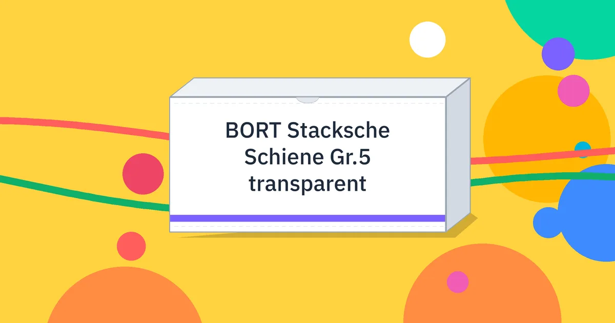 Symbolbild: Packung mit der Aufschrift BORT Stacksche Schiene Gr.5 transparent (PZN 02815752) – Verfügbarkeit und Bezug in Apotheken in Frankfurt am Main