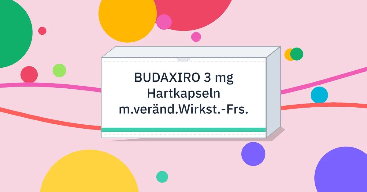 Symbolbild: Packung mit der Aufschrift BUDAXIRO 3 mg Hartkapseln m.veränd.Wirkst.-Frs. (PZN 19708670) – Verfügbarkeit und Bezug in Apotheken in Frankfurt am Main