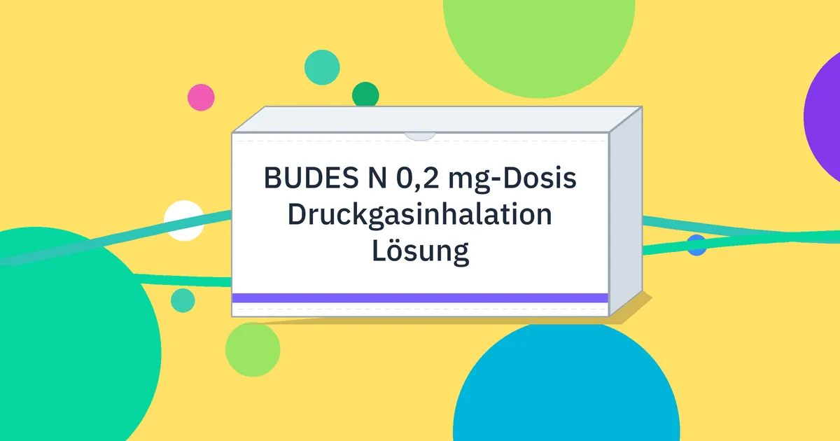 Symbolbild: Packung mit der Aufschrift BUDES N 0,2 mg-Dosis Druckgasinhalation Lösung (PZN 00713964) – Verfügbarkeit und Bezug in Apotheken in Frankfurt am Main