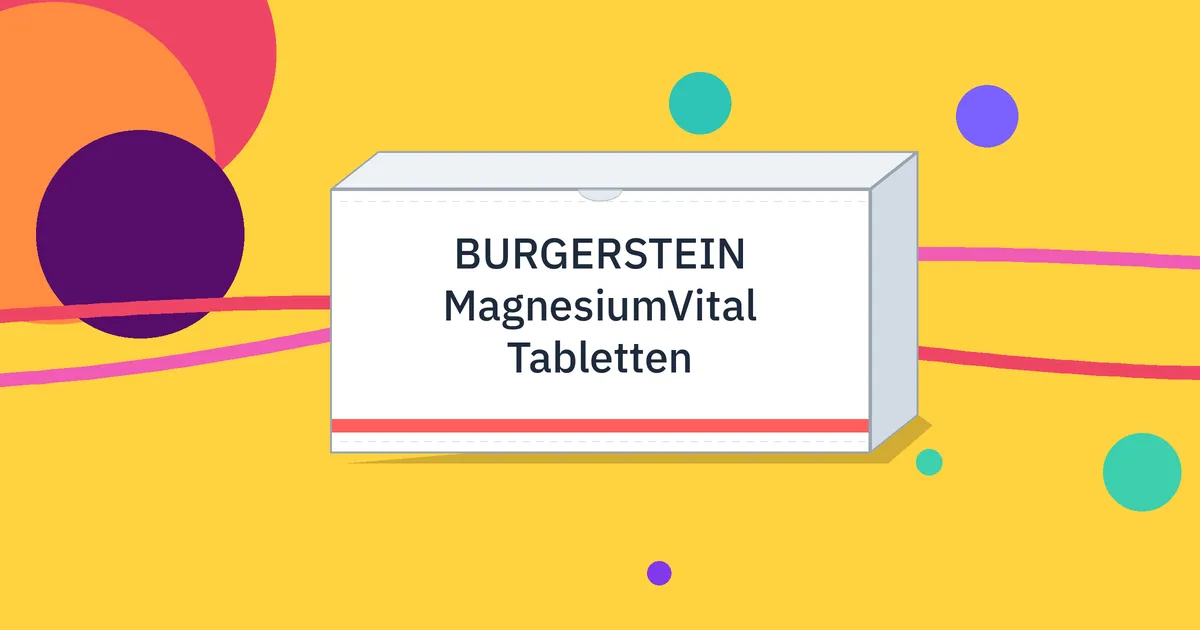 Symbolbild: Packung mit der Aufschrift BURGERSTEIN MagnesiumVital Tabletten (PZN 17521097) – Verfügbarkeit und Bezug in Apotheken in Frankfurt am Main