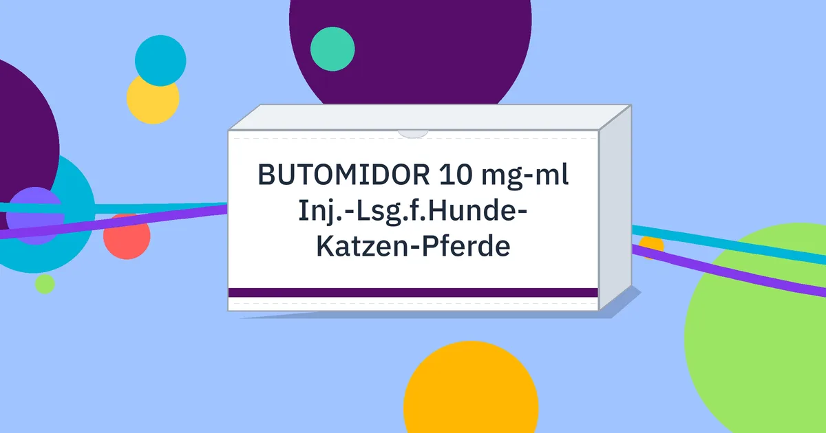 Symbolbild: Packung mit der Aufschrift BUTOMIDOR 10 mg-ml Inj.-Lsg.f.Hunde-Katzen-Pferde (PZN 19385161) – Verfügbarkeit und Bezug in Apotheken in Frankfurt am Main