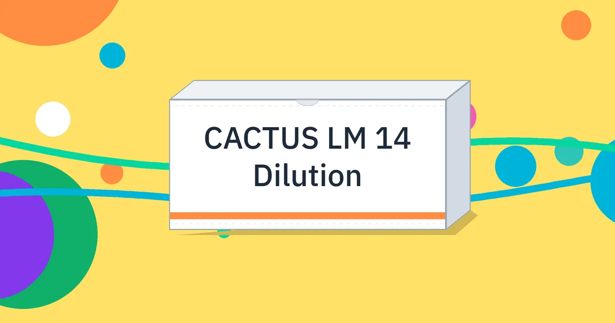 Symbolbild: Packung mit der Aufschrift CACTUS LM 14 Dilution (PZN 12797452) – Verfügbarkeit und Bezug in Apotheken in Frankfurt am Main