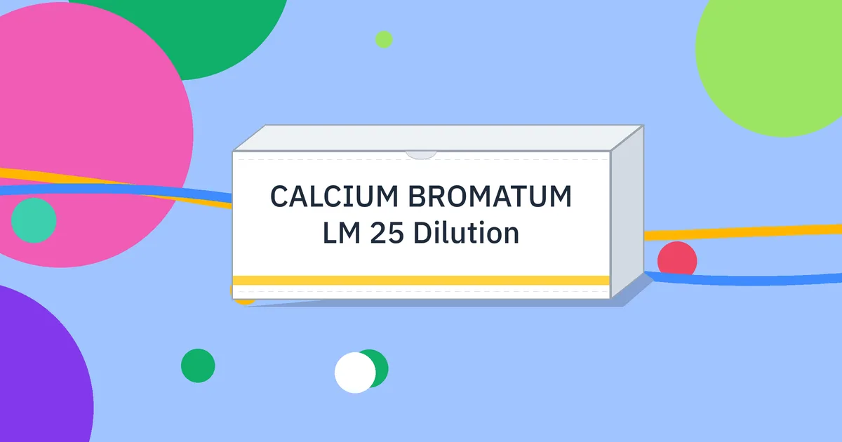 Symbolbild: Packung mit der Aufschrift CALCIUM BROMATUM LM 25 Dilution (PZN 13408010) – Verfügbarkeit und Bezug in Apotheken in Frankfurt am Main