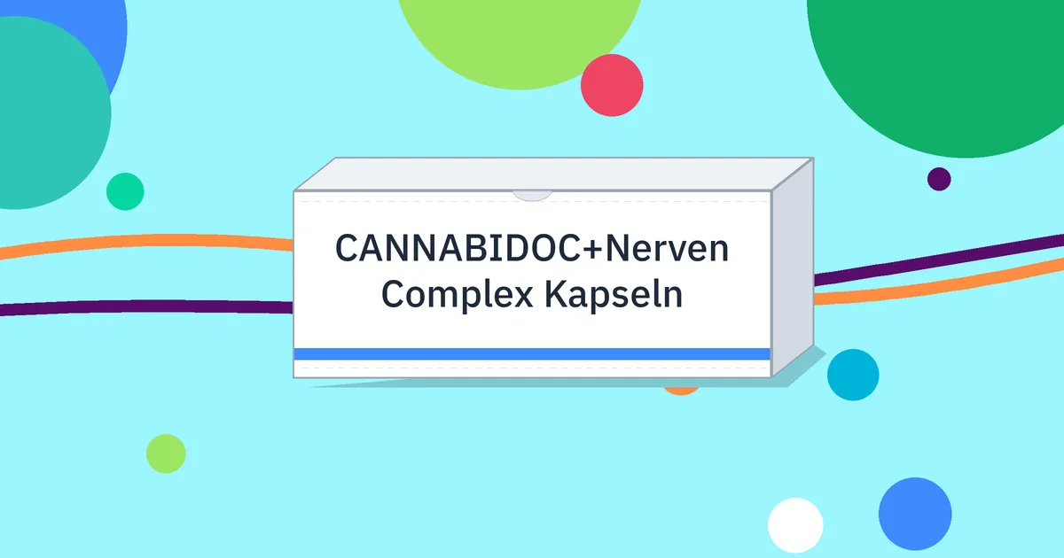 Symbolbild: Packung mit der Aufschrift CANNABIDOC+Nerven Complex Kapseln (PZN 20037873) – Verfügbarkeit und Bezug in Apotheken in Frankfurt am Main