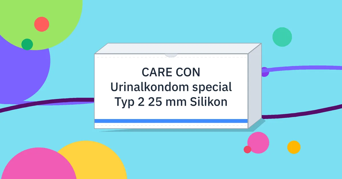 Symbolbild: Packung mit der Aufschrift CARE CON Urinalkondom special Typ 2 25 mm Silikon (PZN 17520672) – Verfügbarkeit und Bezug in Apotheken in Frankfurt am Main