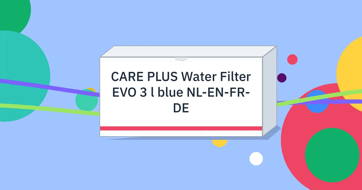 Symbolbild: Packung mit der Aufschrift CARE PLUS Water Filter EVO 3 l blue NL-EN-FR-DE (PZN 19752599) – Verfügbarkeit und Bezug in Apotheken in Frankfurt am Main