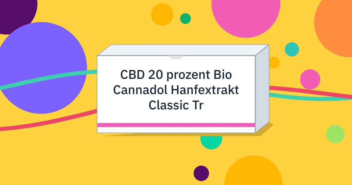 Symbolbild: Packung mit der Aufschrift CBD 20 prozent Bio Cannadol Hanfextrakt Classic Tr (PZN 17838629) – Verfügbarkeit und Bezug in Apotheken in Frankfurt am Main