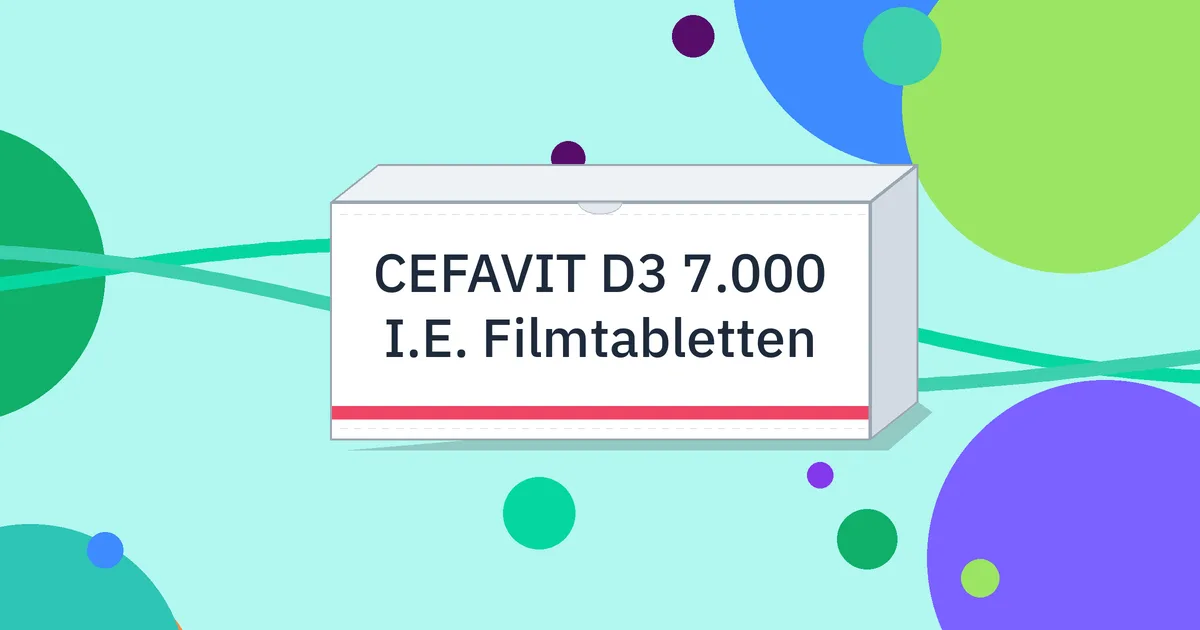 Symbolbild: Packung mit der Aufschrift CEFAVIT D3 7.000 I.E. Filmtabletten (PZN 12347772) – Verfügbarkeit und Bezug in Apotheken in Frankfurt am Main