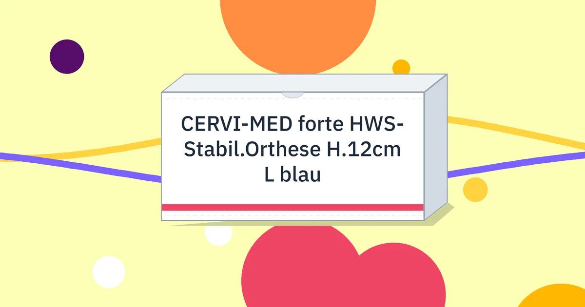 Symbolbild: Packung mit der Aufschrift CERVI-MED forte HWS-Stabil.Orthese H.12cm L blau (PZN 20309691) – Verfügbarkeit und Bezug in Apotheken in Frankfurt am Main