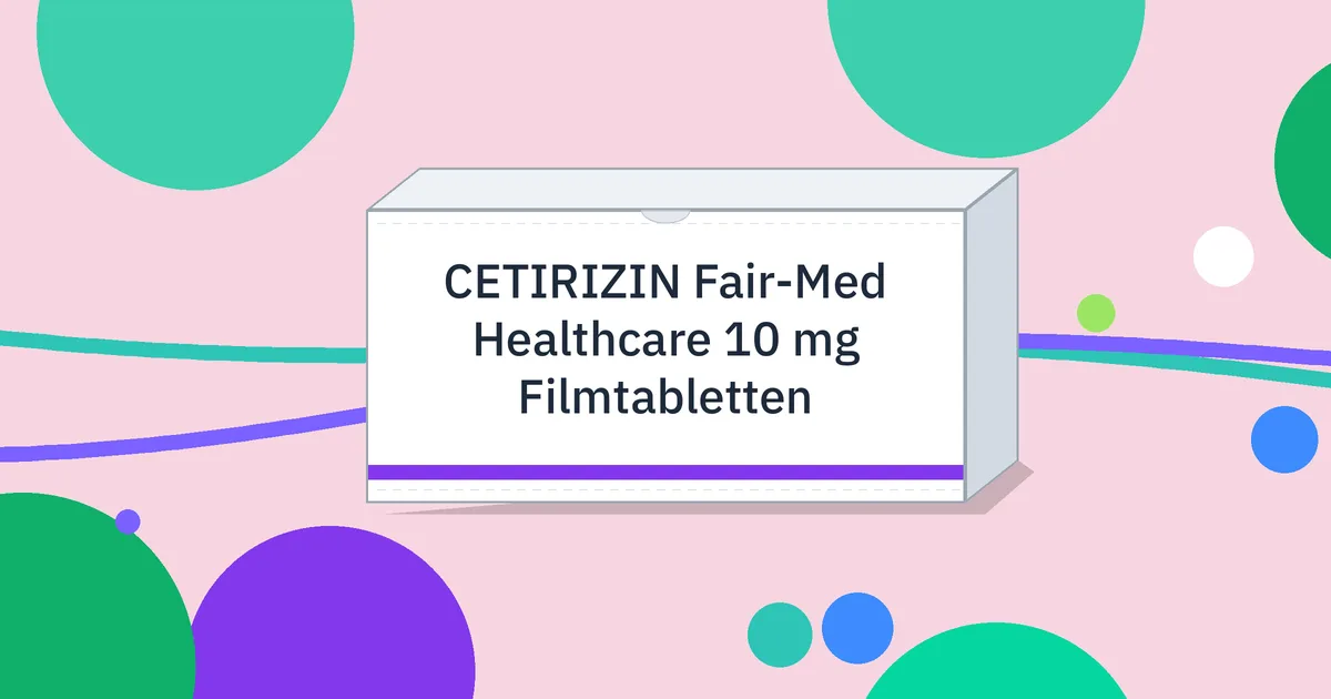 Symbolbild: Packung mit der Aufschrift CETIRIZIN Fair-Med Healthcare 10 mg Filmtabletten (PZN 10280696) – Verfügbarkeit und Bezug in Apotheken in Frankfurt am Main