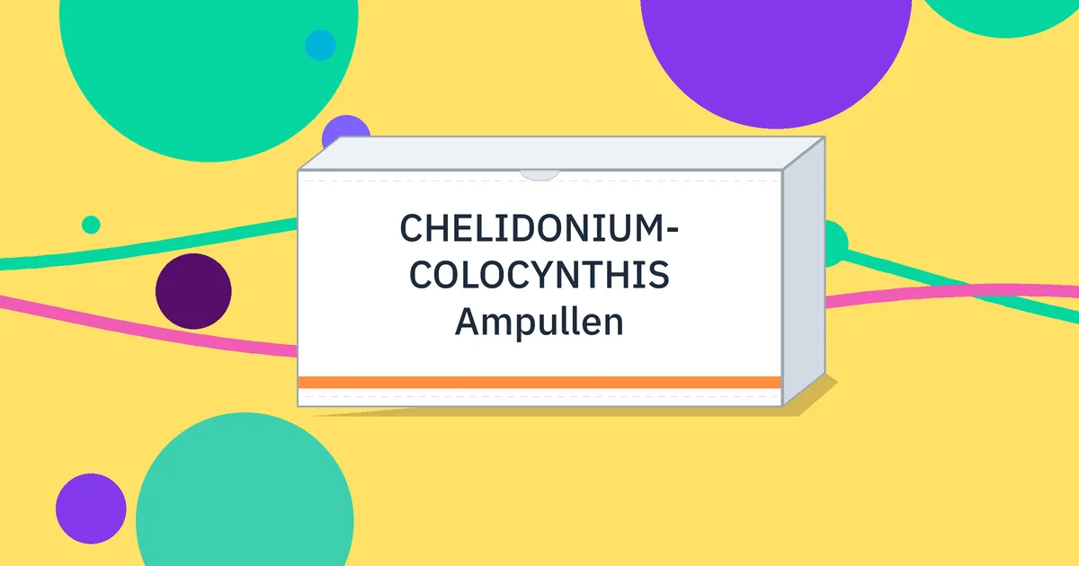 Symbolbild: Packung mit der Aufschrift CHELIDONIUM-COLOCYNTHIS Ampullen (PZN 01751228) – Verfügbarkeit und Bezug in Apotheken in Frankfurt am Main