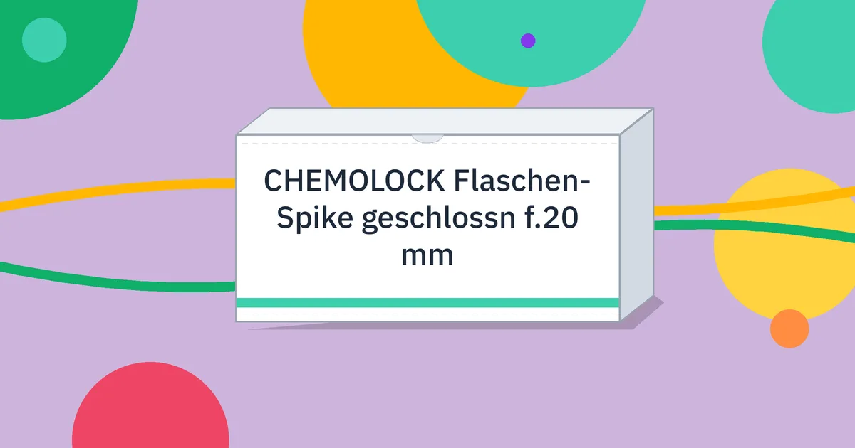 Symbolbild: Packung mit der Aufschrift CHEMOLOCK Flaschen-Spike geschlossn f.20 mm (PZN 19443906) – Verfügbarkeit und Bezug in Apotheken in Frankfurt am Main
