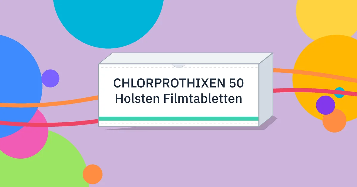Symbolbild: Packung mit der Aufschrift CHLORPROTHIXEN 50 Holsten Filmtabletten (PZN 01520894) – Verfügbarkeit und Bezug in Apotheken in Frankfurt am Main
