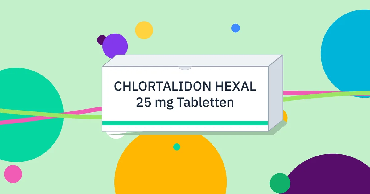 Symbolbild: Packung mit der Aufschrift CHLORTALIDON HEXAL 25 mg Tabletten (PZN 17847982) – Verfügbarkeit und Bezug in Apotheken in Frankfurt am Main