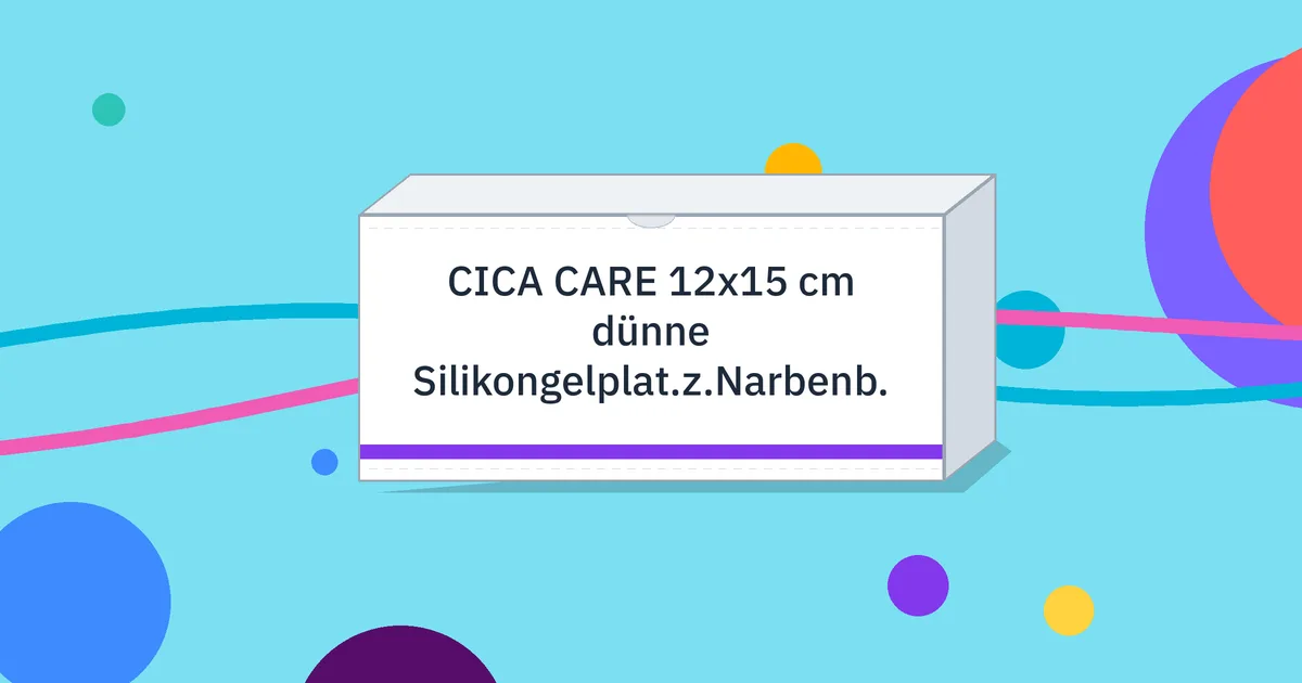 Symbolbild: Packung mit der Aufschrift CICA CARE 12x15 cm dünne Silikongelplat.z.Narbenb. (PZN 15302209) – Verfügbarkeit und Bezug in Apotheken in Frankfurt am Main