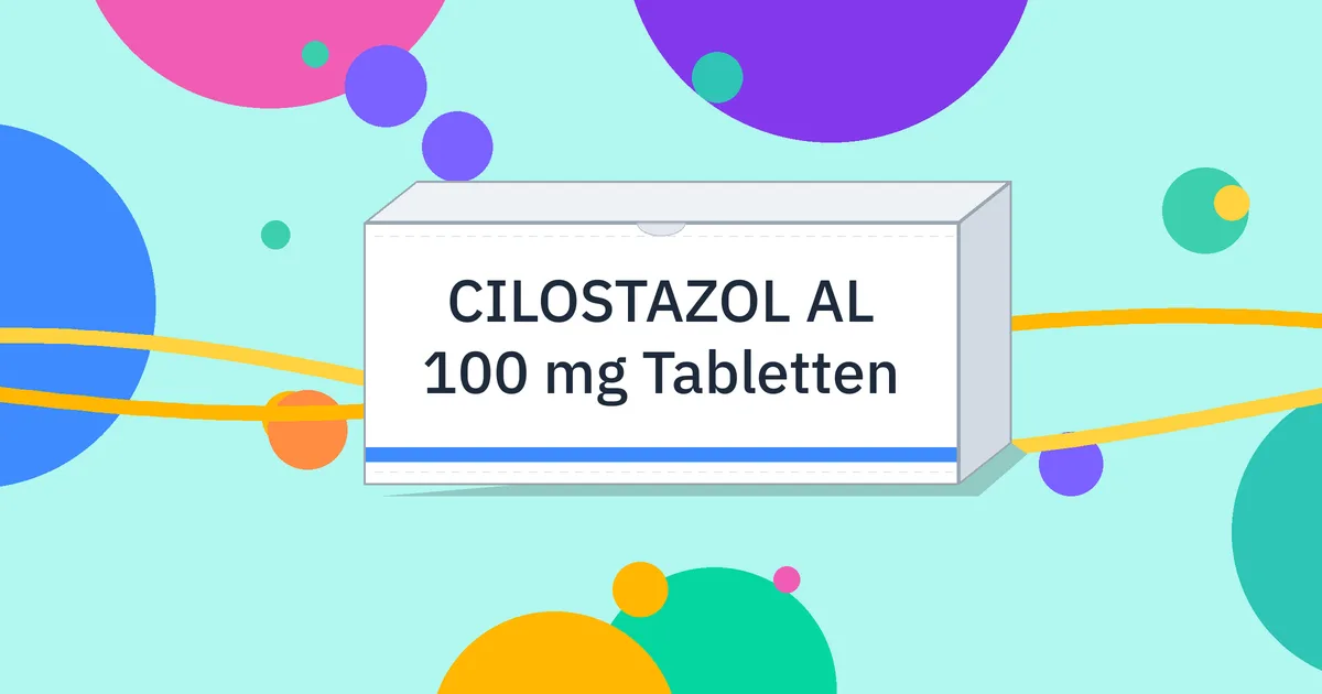 Symbolbild: Packung mit der Aufschrift CILOSTAZOL AL 100 mg Tabletten (PZN 10320728) – Verfügbarkeit und Bezug in Apotheken in Frankfurt am Main