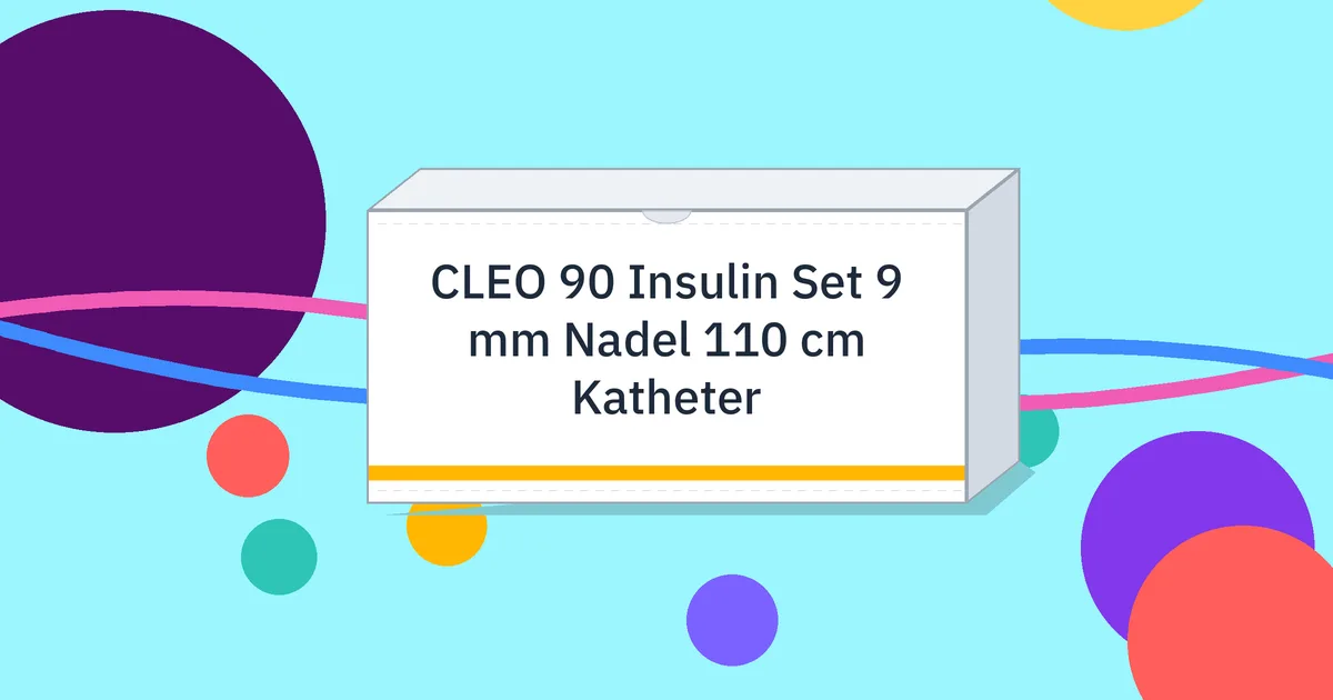 Symbolbild: Packung mit der Aufschrift CLEO 90 Insulin Set 9 mm Nadel 110 cm Katheter (PZN 11188998) – Verfügbarkeit und Bezug in Apotheken in Frankfurt am Main