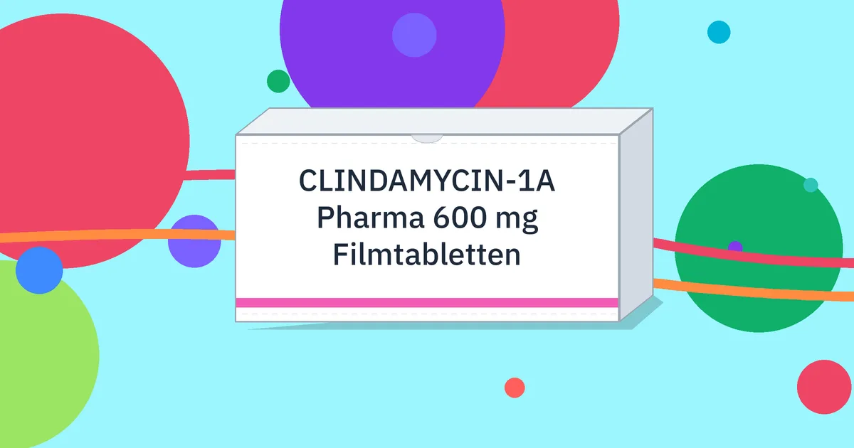 Symbolbild: Packung mit der Aufschrift CLINDAMYCIN-1A Pharma 600 mg Filmtabletten (PZN 05489112) – Verfügbarkeit und Bezug in Apotheken in Frankfurt am Main