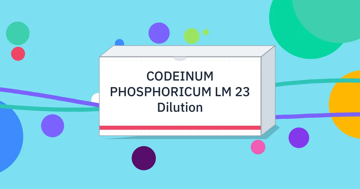 Symbolbild: Packung mit der Aufschrift CODEINUM PHOSPHORICUM LM 23 Dilution (PZN 12830095) – Verfügbarkeit und Bezug in Apotheken in Frankfurt am Main
