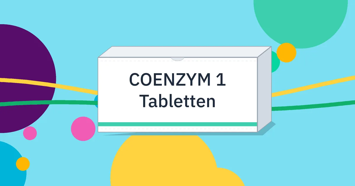 Symbolbild: Packung mit der Aufschrift COENZYM 1 Tabletten (PZN 00350800) – Verfügbarkeit und Bezug in Apotheken in Frankfurt am Main