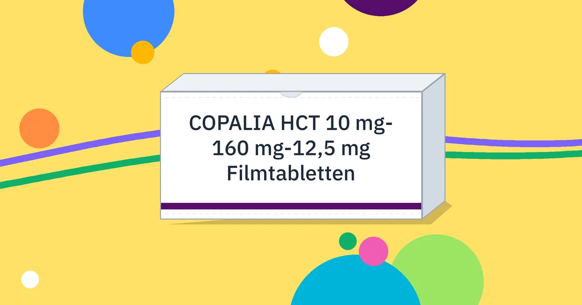 Symbolbild: Packung mit der Aufschrift COPALIA HCT 10 mg-160 mg-12,5 mg Filmtabletten (PZN 16201485) – Verfügbarkeit und Bezug in Apotheken in Frankfurt am Main