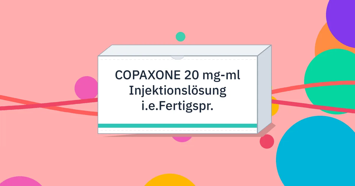 Symbolbild: Packung mit der Aufschrift COPAXONE 20 mg-ml Injektionslösung i.e.Fertigspr. (PZN 13696084) – Verfügbarkeit und Bezug in Apotheken in Frankfurt am Main