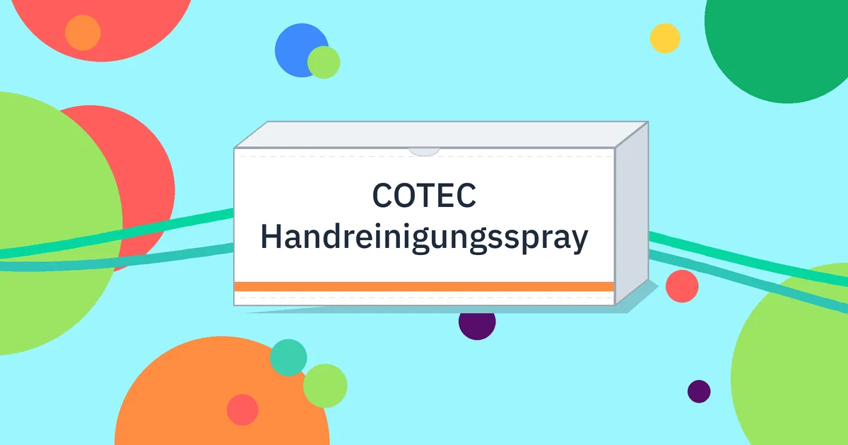Symbolbild: Packung mit der Aufschrift COTEC Handreinigungsspray (PZN 00142792) – Verfügbarkeit und Bezug in Apotheken in Frankfurt am Main