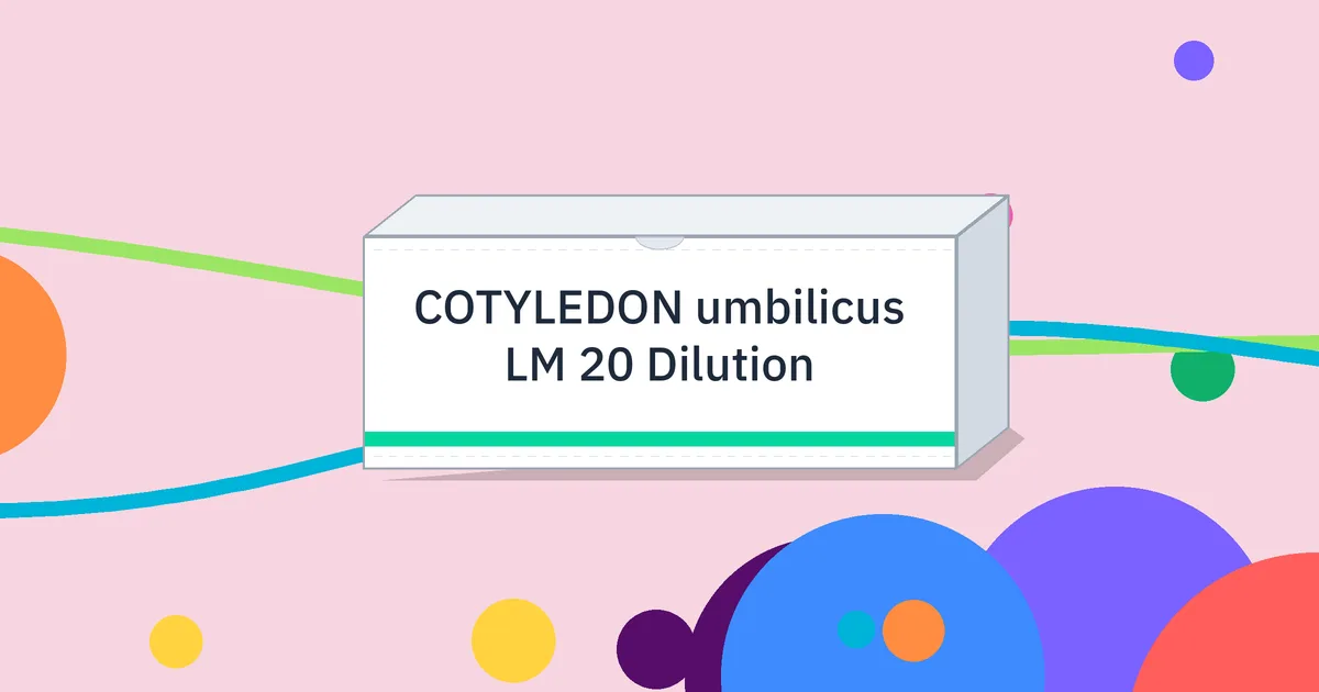 Symbolbild: Packung mit der Aufschrift COTYLEDON umbilicus LM 20 Dilution (PZN 13455914) – Verfügbarkeit und Bezug in Apotheken in Frankfurt am Main